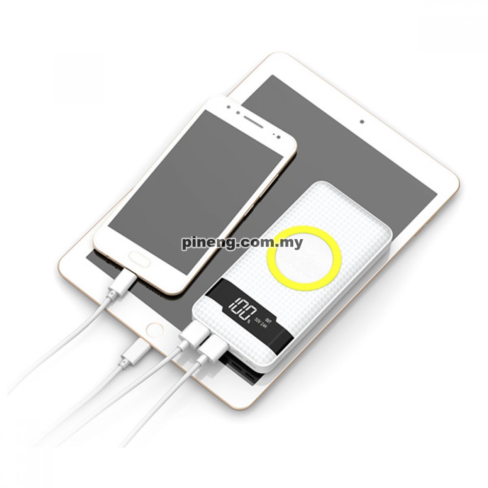 PINENG PN-886 10000mAh Qi Wireless Polymer Power Bank - White