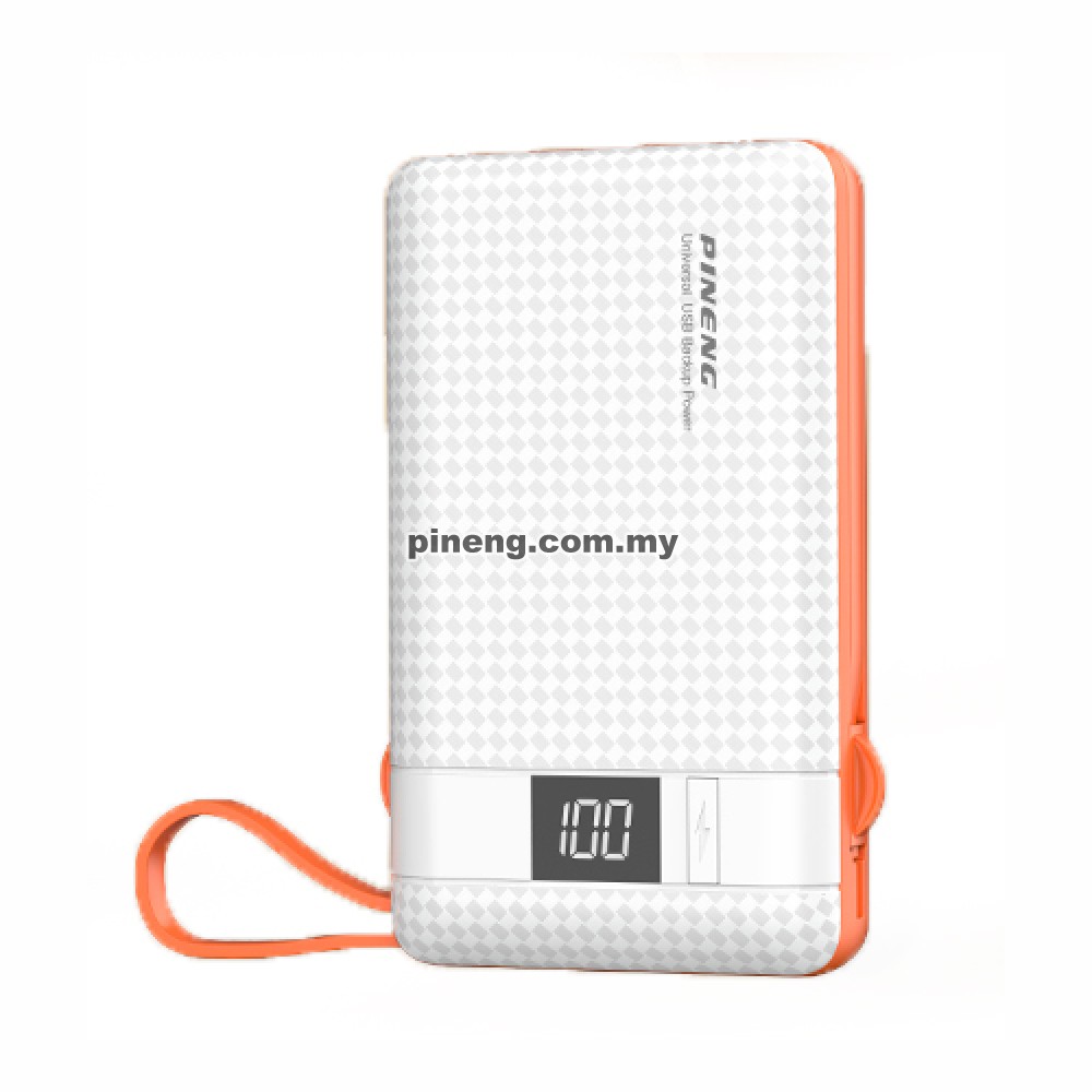 PINENG PN950 10000mAh Power Bank, Built-in 2 Cable, 3 Output