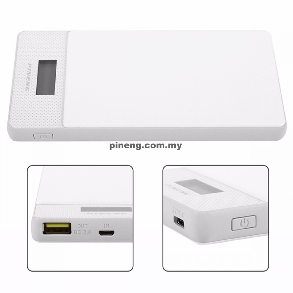 PINENG PN-993 10000mAh Quick Charge 3.0 Type C Polymer Power Bank - White